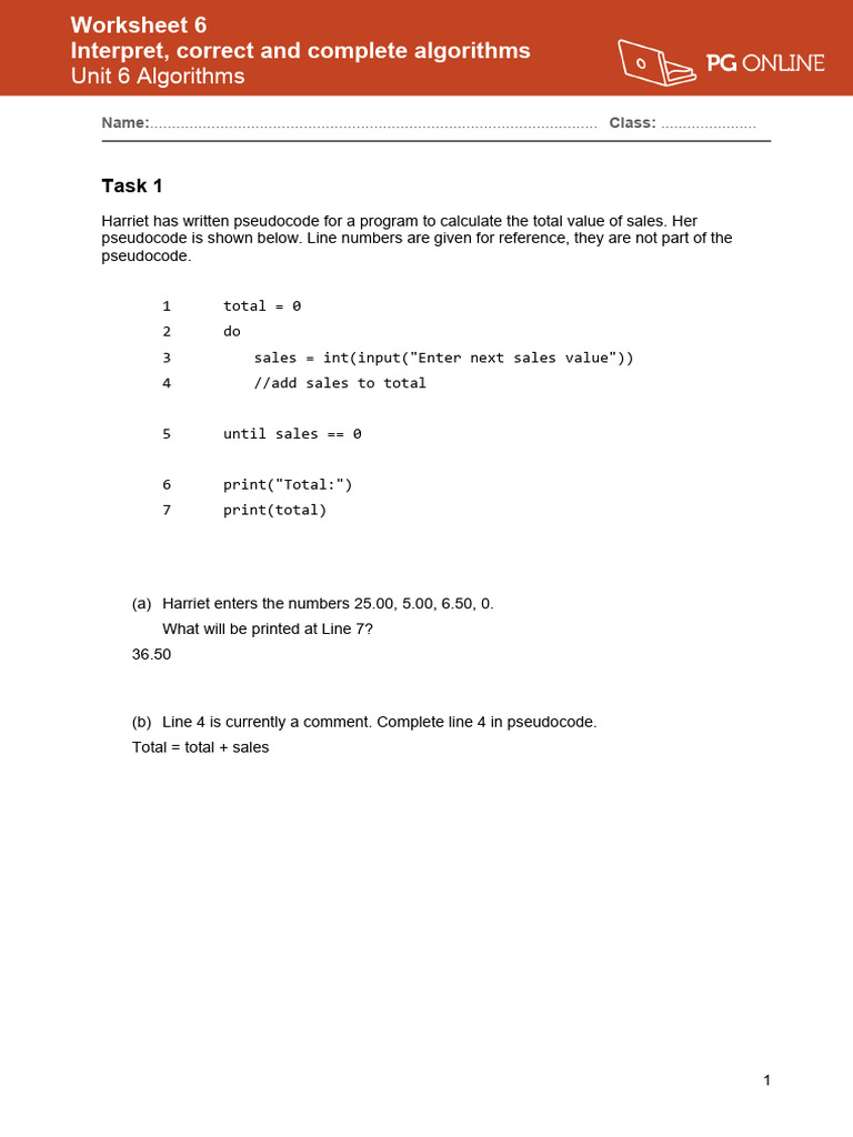T6 Worksheet 6 | PDF | Algorithms | Computer Programming