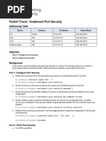 14.3.11 Packet Tracer - Implement Port Security | PDF | Network Interface Controller | Network ...