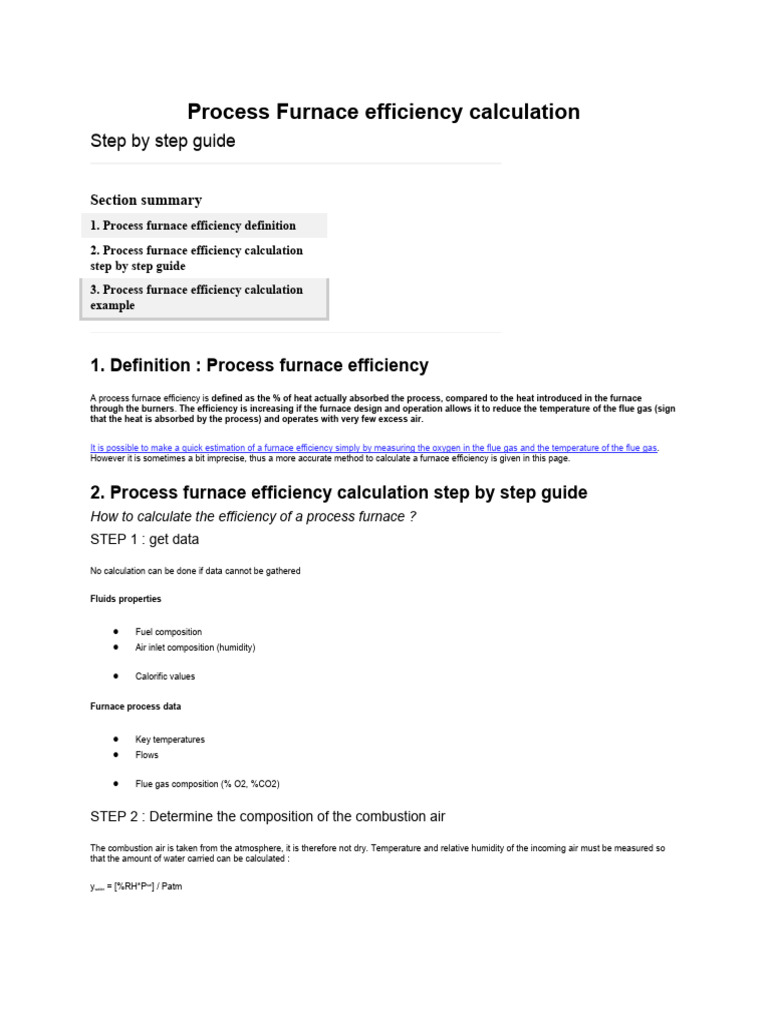 Process Furnace Efficiency Calculation | PDF | Combustion | Stoichiometry