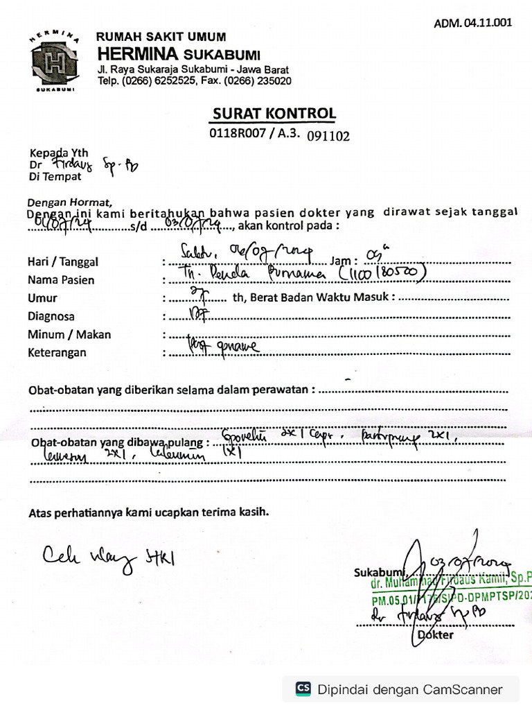 Surat Kontrol Pdf