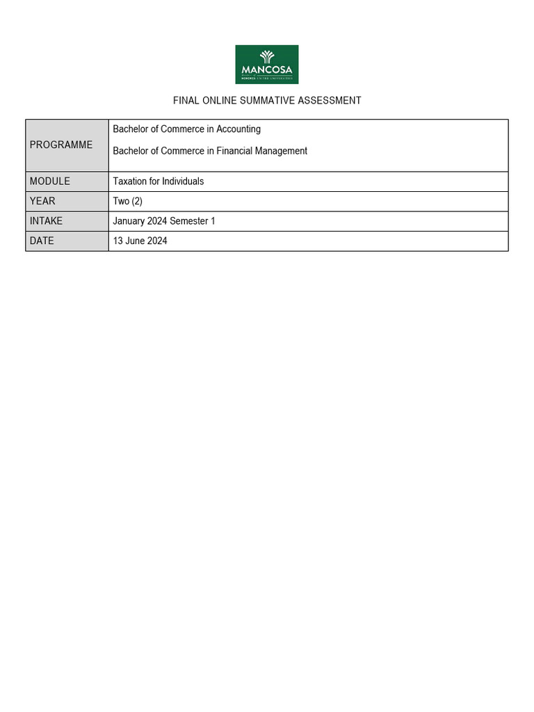 2024 Tax Assessment for Accounting Students | PDF | Taxes | Expense