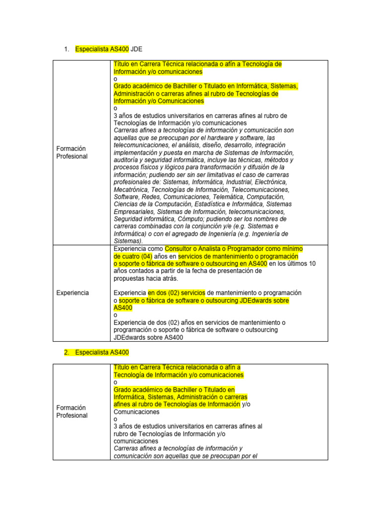 Perfil_expertos_AS400-JDE | PDF | Informática | Tecnologías de la ...