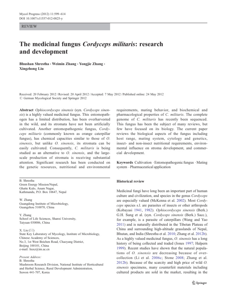 The Medicinal Fungus Cordyceps Militaris | PDF | Fungus | Mycology