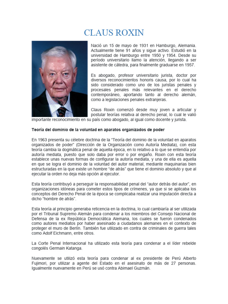 Claus Roxin | PDF | Justicia | Crimen y violencia