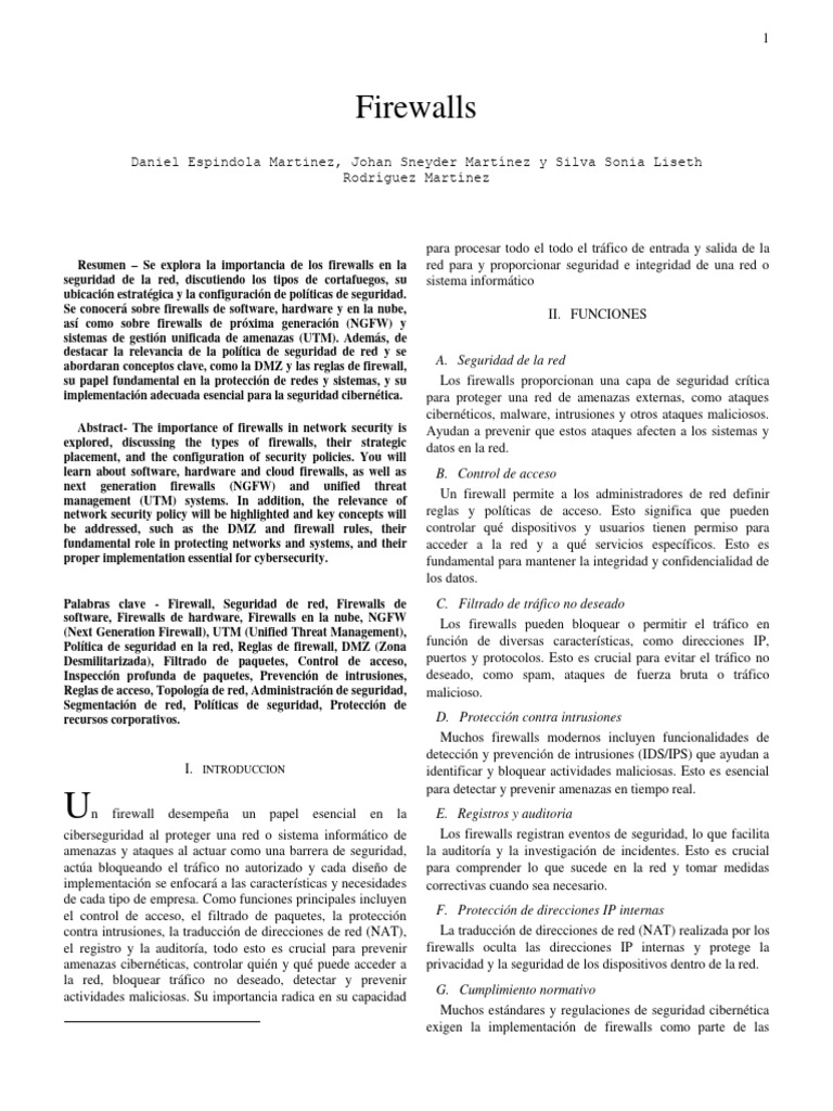 Importancia y Tipos de Firewalls | PDF | Cortafuegos (informática ...