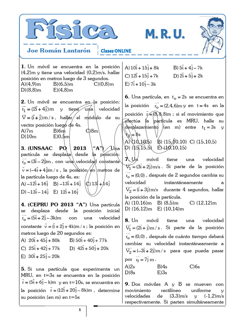 Ejercicios de Aplicación de MRU | PDF