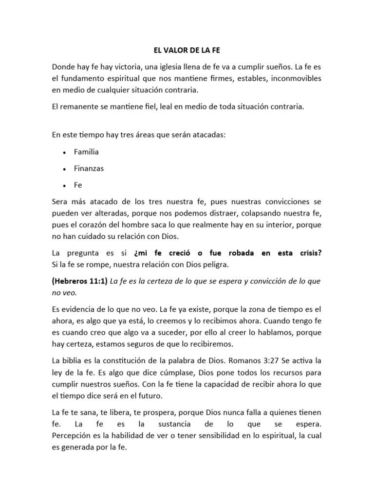 EL VALOR DE LA FE | PDF | Fe | Dios