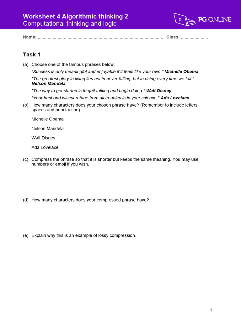Algorithmic Thinking Worksheet 4 | PDF | Algorithms | Bit