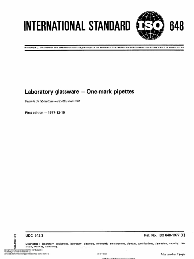 ISO 648 Pipetas Una Marca | PDF | Volume | International Organization ...