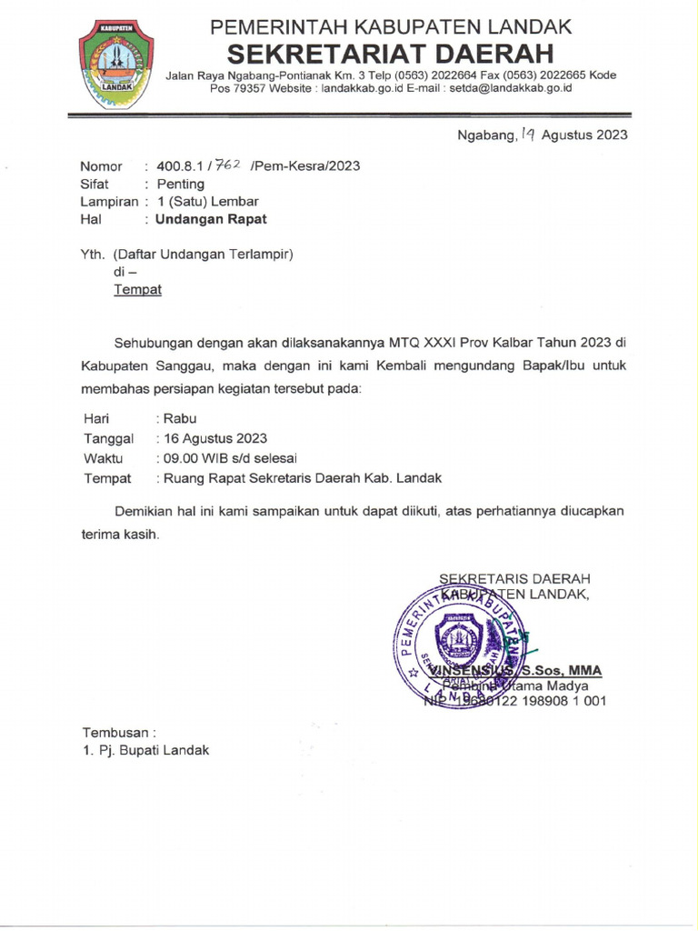 Undangan Persiapan MTQ 2023 | PDF