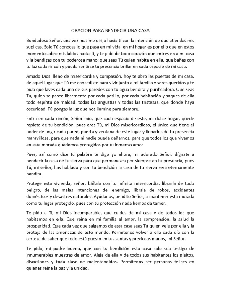 Oracion Bendicion de Casa | PDF | Creencia religiosa y doctrina