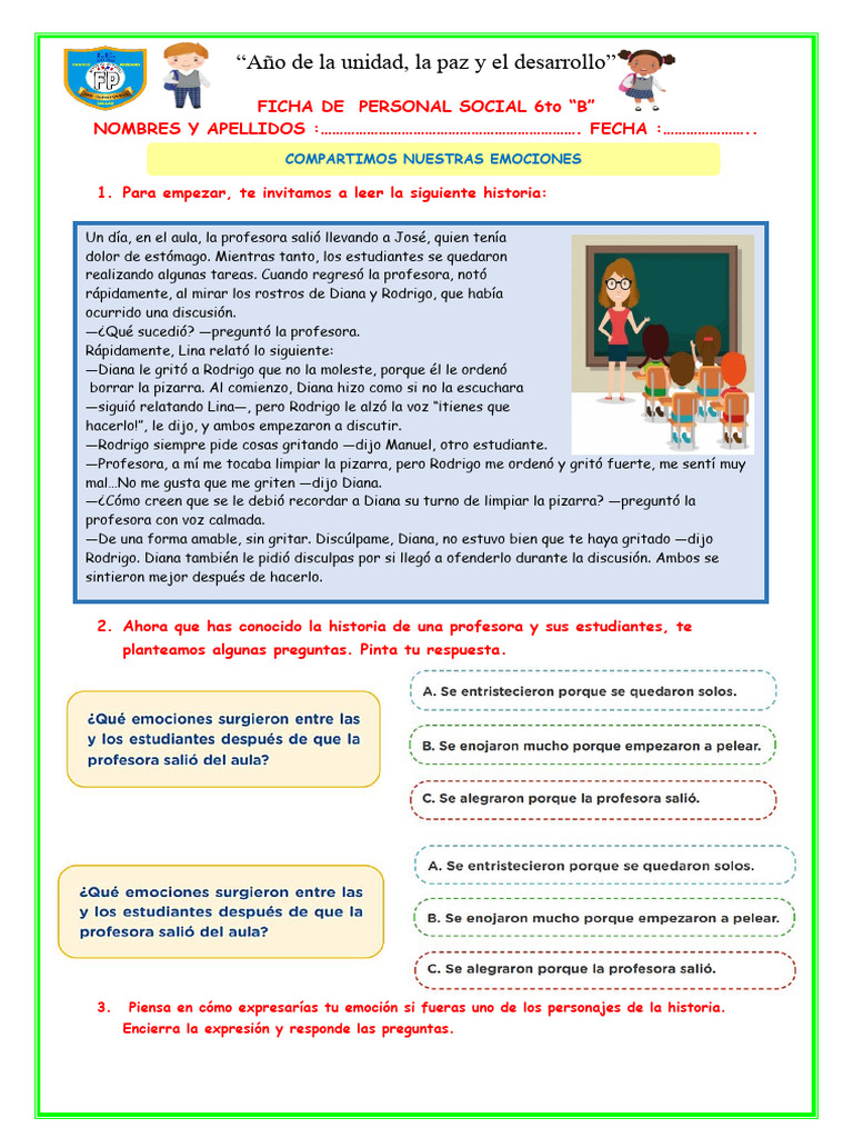 FICHA-COMPARTIMOS NUESTRAS EMOCIONES | PDF