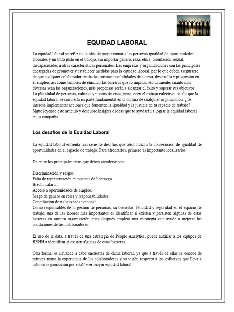 Equidad Laboral | PDF | Derecho laboral | Lealtad