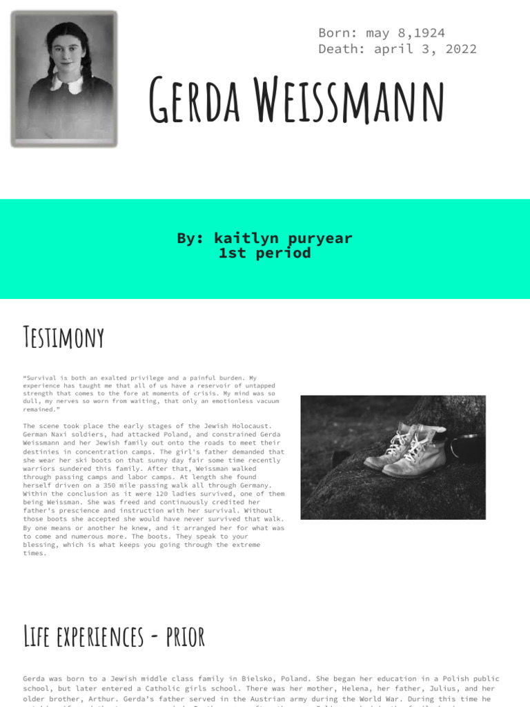 Gerda Weissmann | PDF | History | Mystery, Thriller & Crime Fiction