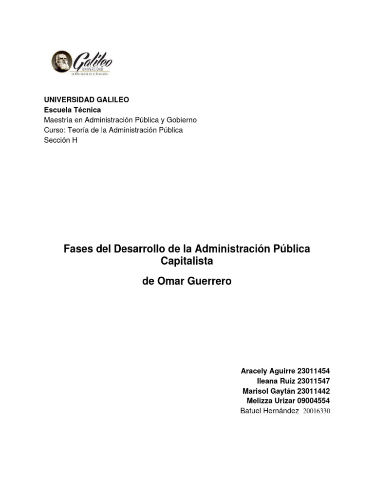 SEC H. Grupo 1 Tarea 1 Fases de La Administracion Publica Omar Guerrero ...