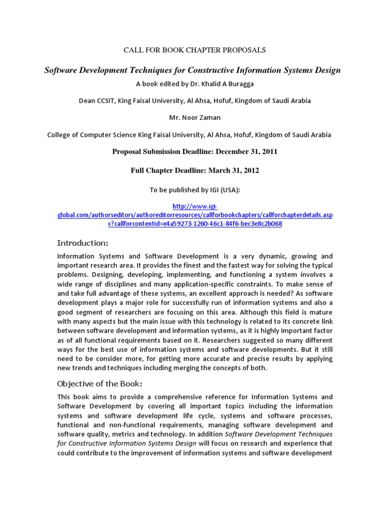 Software Development Techniques For Constructive Information Systems ...