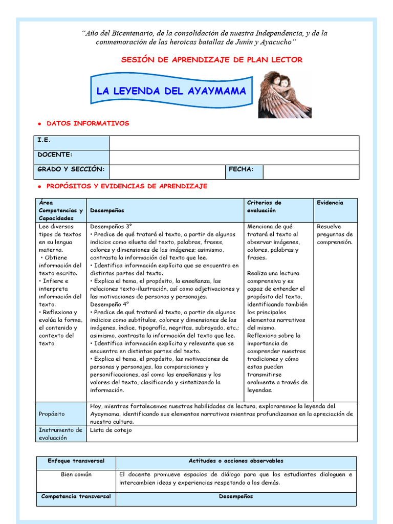 Leyenda del Ayaymama: Cultura y Aprendizaje | PDF | Evaluación ...