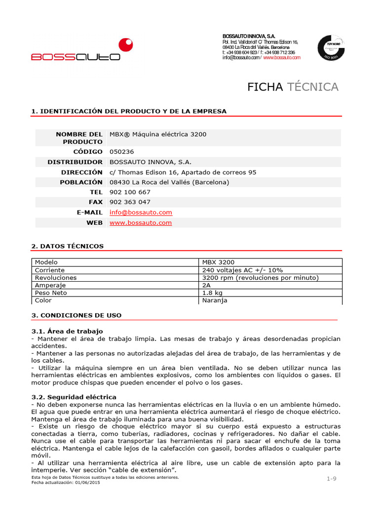 F.T.050236 MBX Maquina Electrica 3200 | PDF | Cambiar | Herramientas
