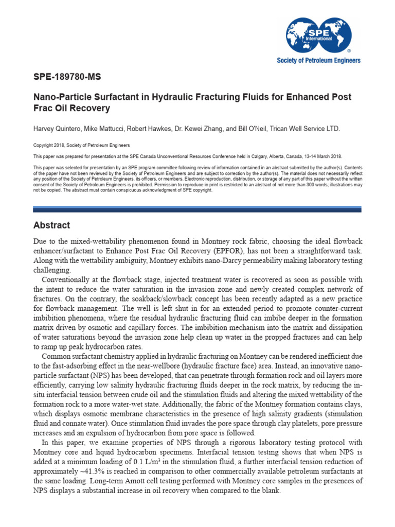 SPE-189780-MS Nano-Particle Surfactant in Hydraulic Fracturing Fluids ...