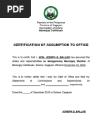 Certificate of Assumption to Office | PDF