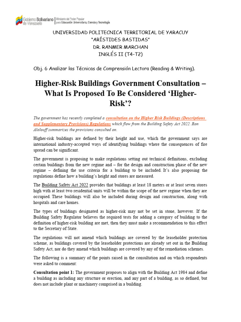 PNFHSL Ingles Ii Obj. 6 Reading & Writing | PDF | Building