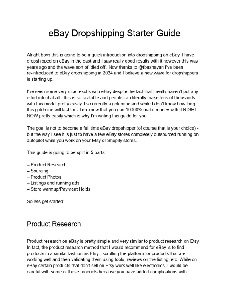 eBay Dropshipping Guide 2024 | PDF | Etsy | Prices