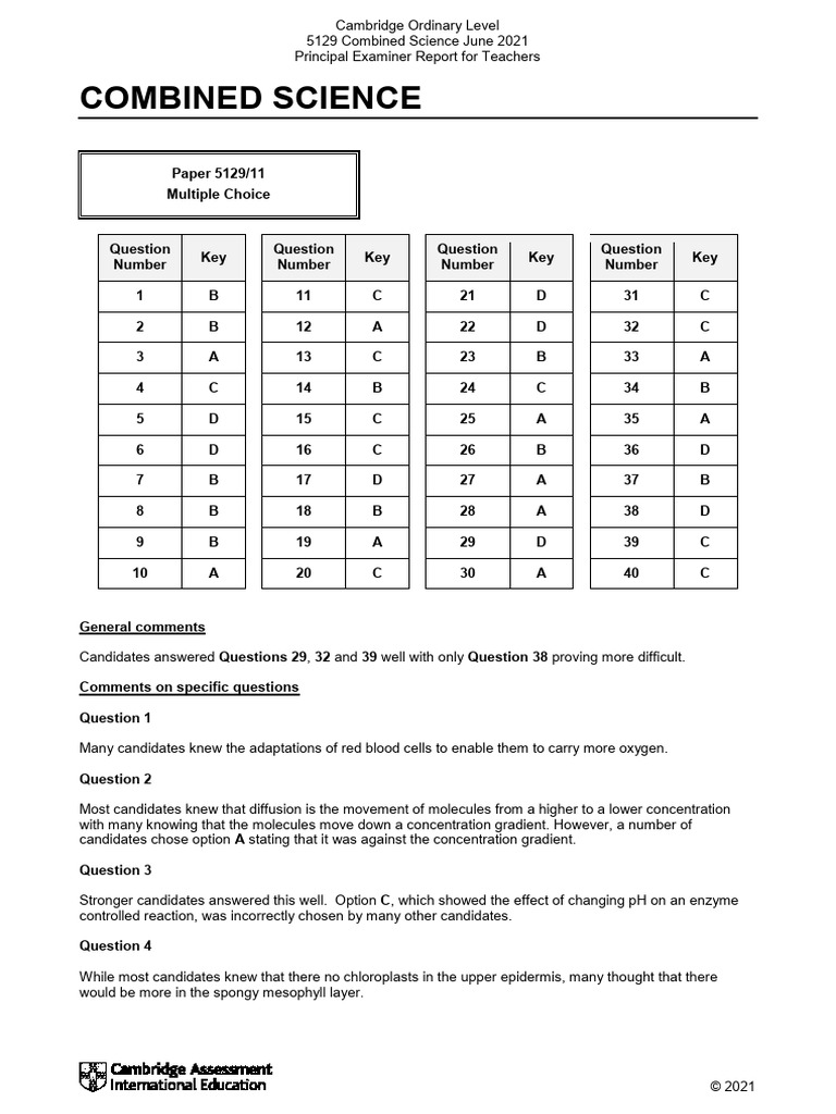Cambridge O Level Combined Science Report | PDF | Atoms | Chemical ...