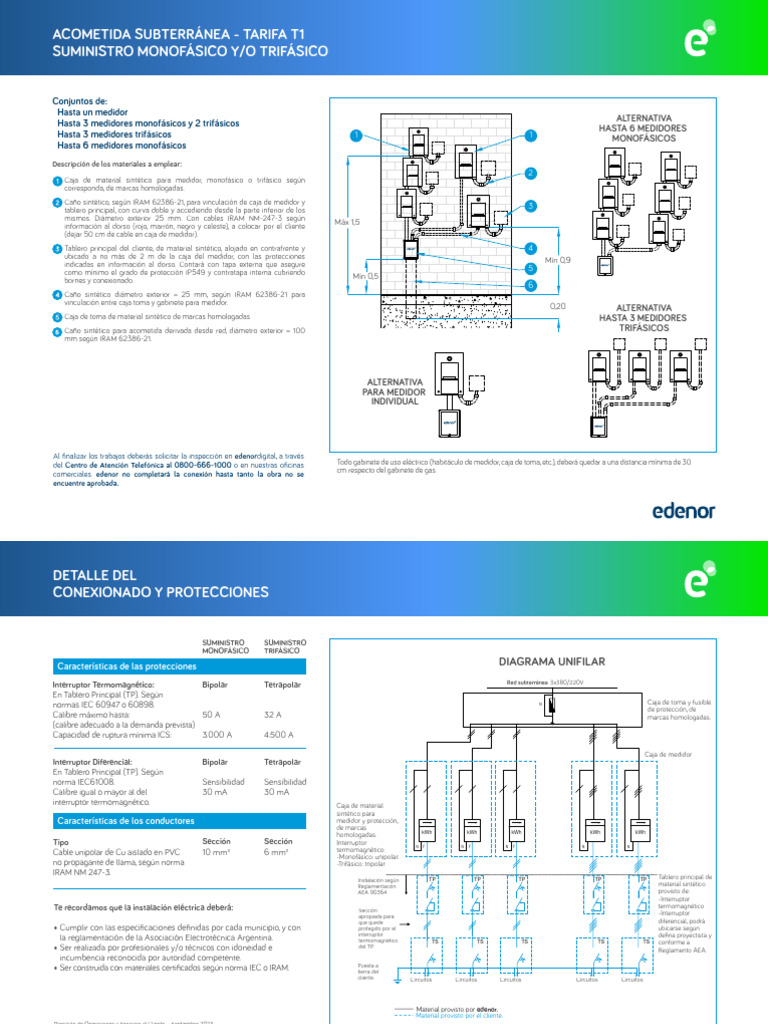 Acometida Subterránea - T1 Suministro Monofásico Edenor | PDF ...