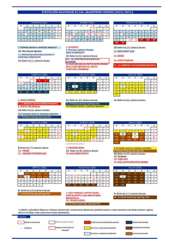 Akademski Kalendar 2024 2025 | PDF