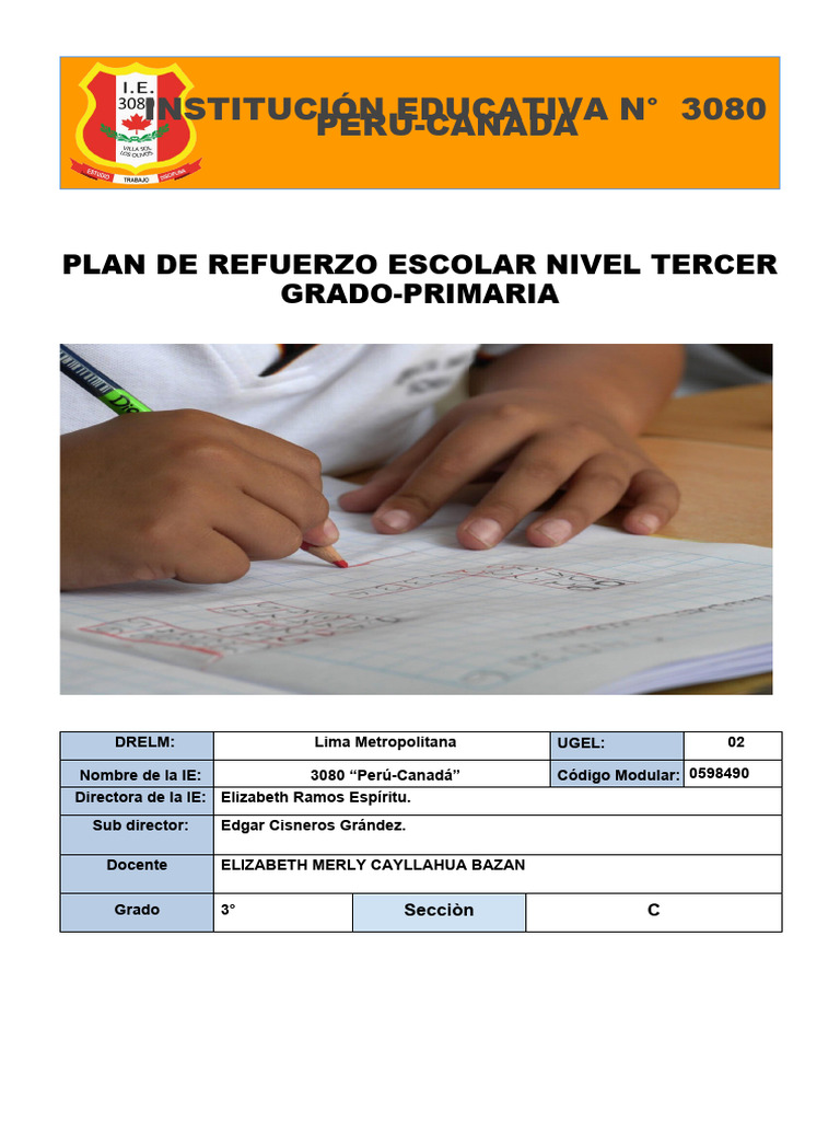 3°C - Plan de Refuerzo Escolar | PDF | Enseñando | Evaluación