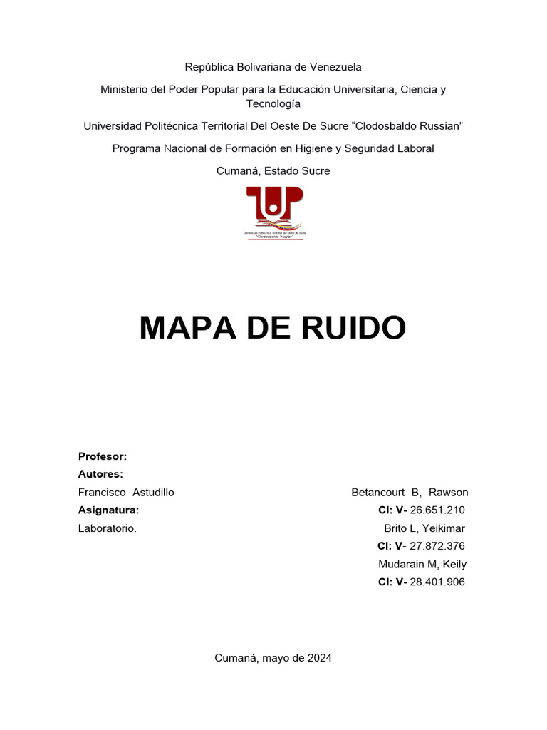INFORME MAPA DE RUIDO Yeikimar, Rawson, Keily | PDF | ruido | Sentidos