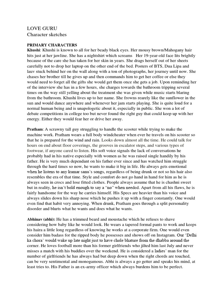 Love Guru Character Profiles | PDF