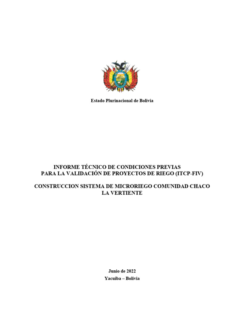 ITCP Const. Chaco La Vertiente1 | PDF | Riego | Agricultura