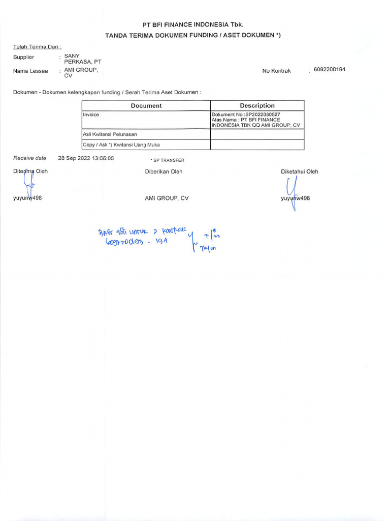 CV AMI GROUP_6092200194 dan BAST 2 UNIT | PDF