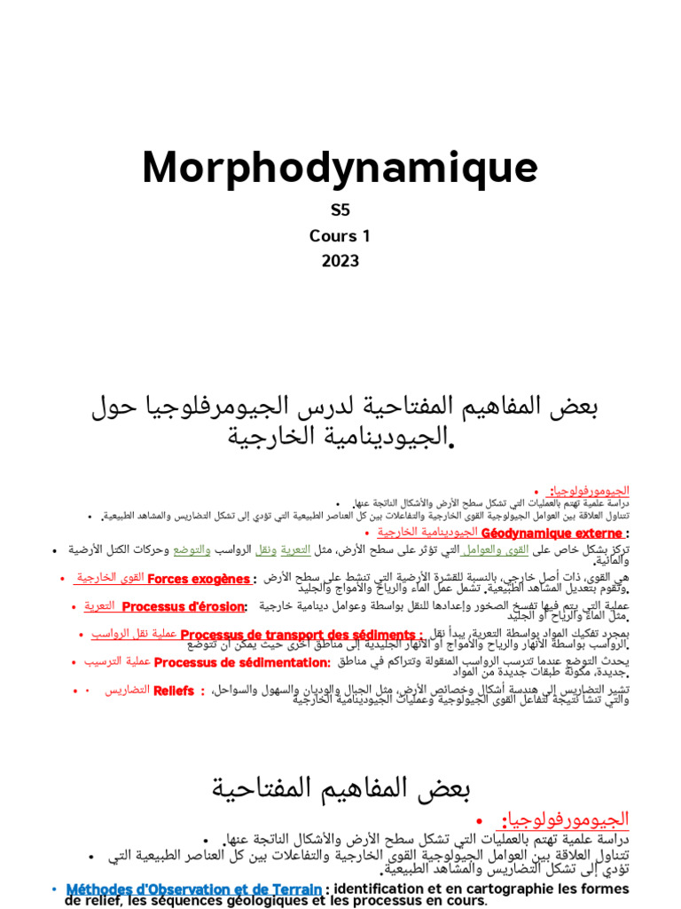 Morphodynamique: S5 Cours 1 2023 | PDF