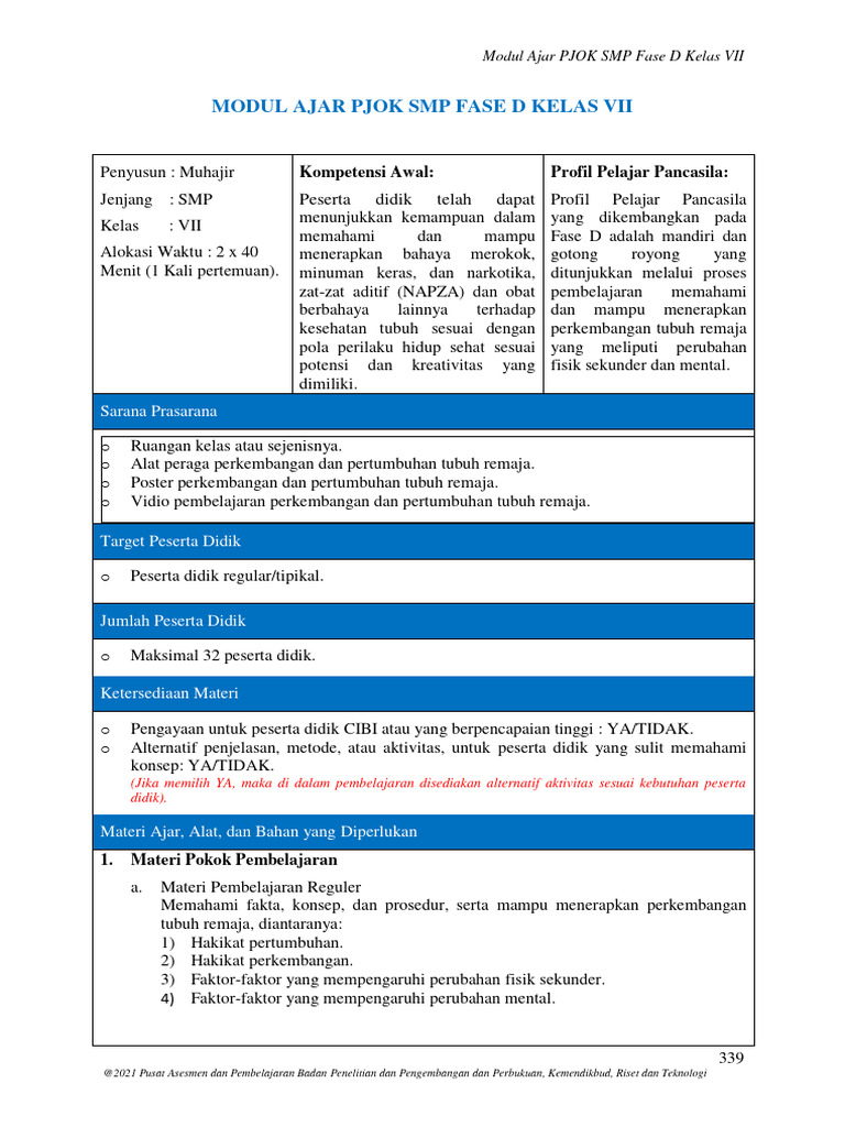 13 MODUL AJAR PERTUMBUHAN _ PERKEMBANGAN_27_07_2021 | PDF