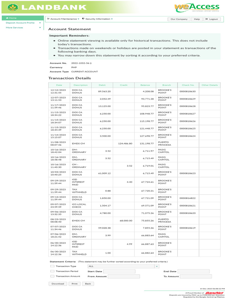 Landbank Statement of Account Guide | PDF | Transaction Account | Business
