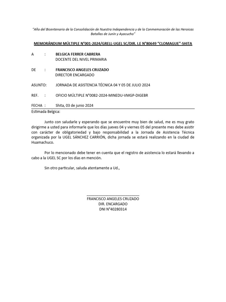 Formato de Memorando en Word | PDF