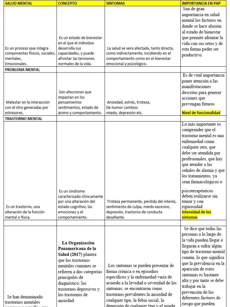 Actividad Matriz Conceptual Salud Mental Kris Vargas 24 Julio 23 | PDF ...