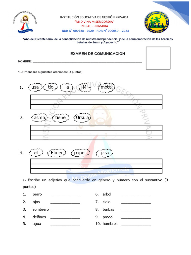Examen Comunicacion Ii Pdf