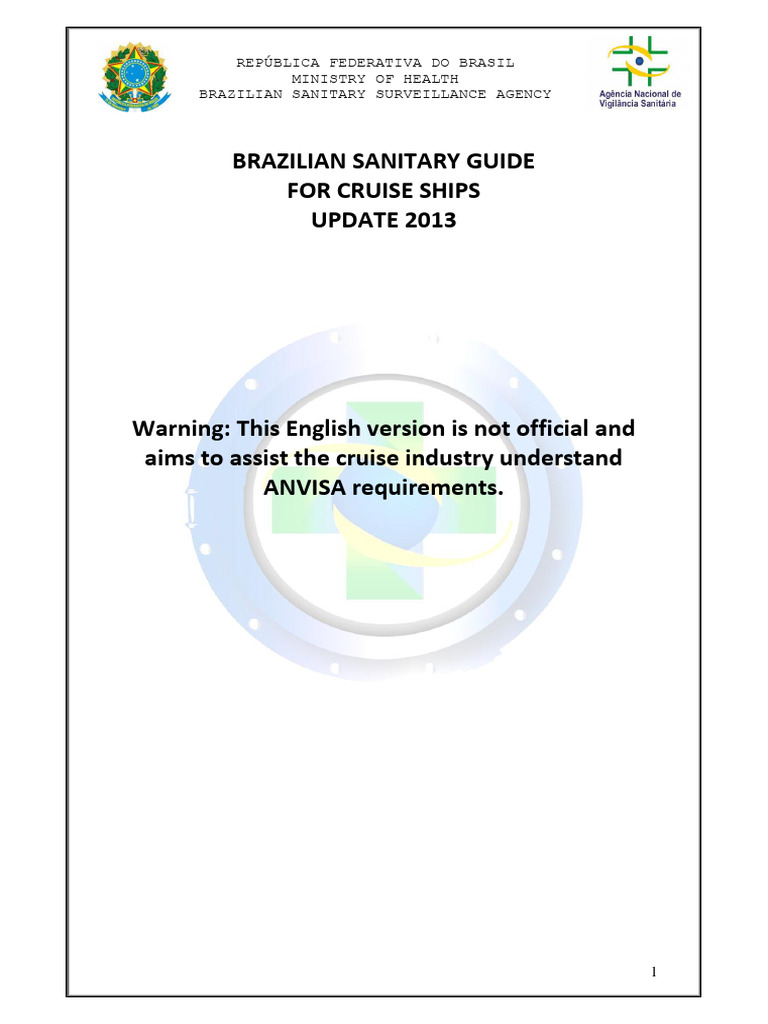 Brazilian Sanitary Guide Cruise Ship Manual - V2014 | PDF | Hand ...