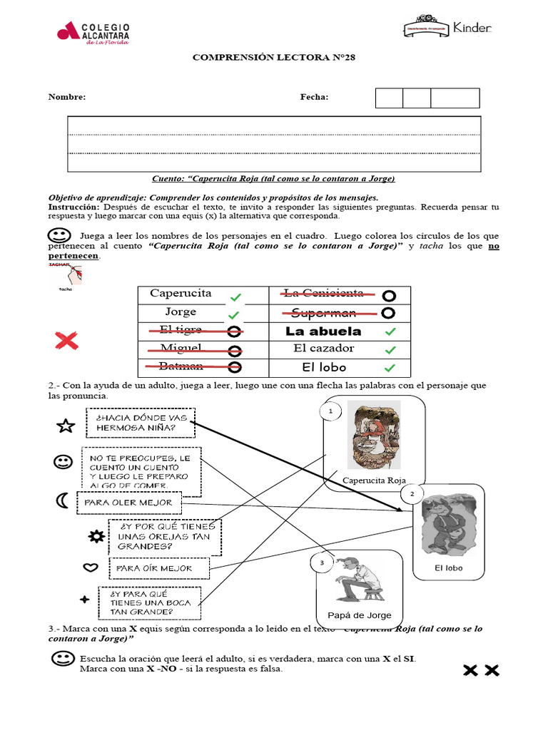 Actividades de Comprensión: Caperucita Roja | PDF | Caperucita Roja