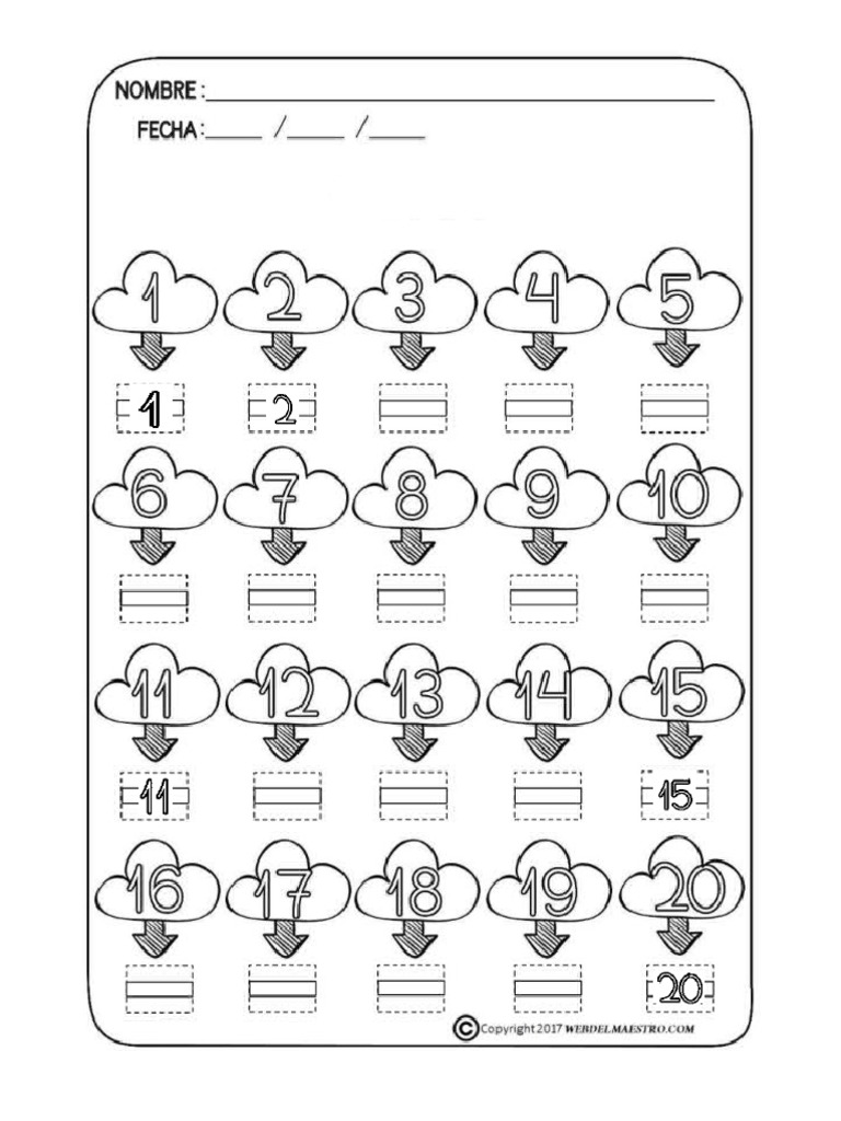 Números Del 1 Al 20 Actividades | PDF
