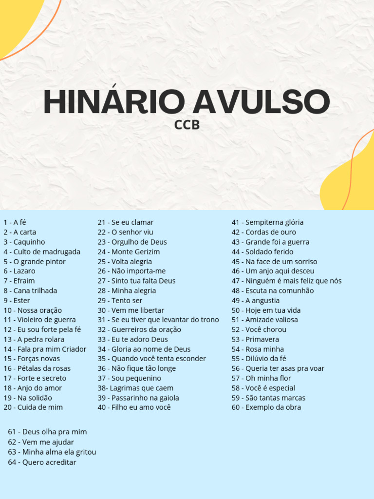 Hinario Avulso CCB - 20240527 - 084117 - 0000 | PDF | Amor | Oração