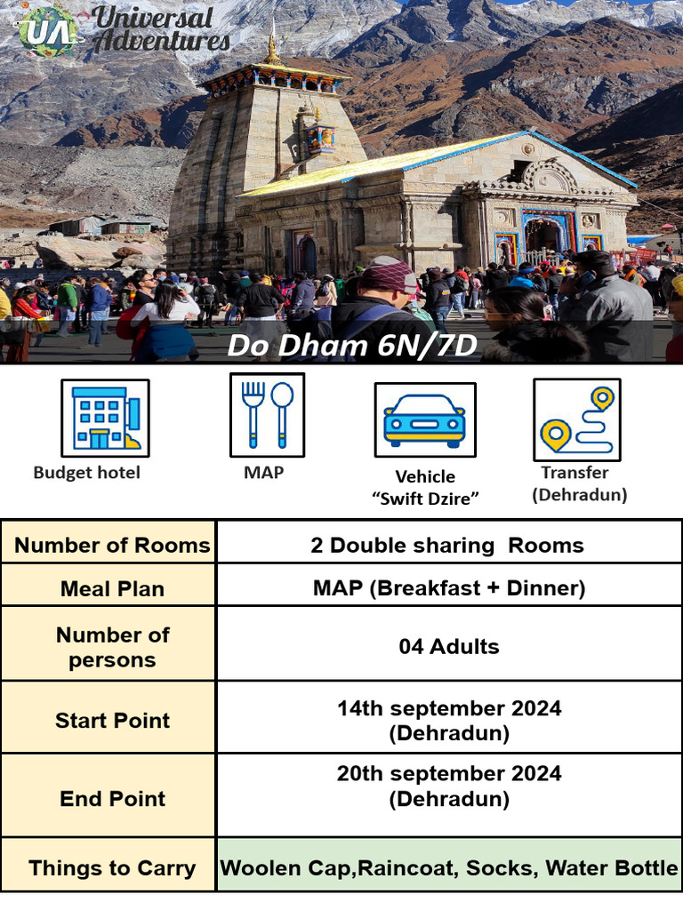 Do Dham 6N/7D Tour Itinerary Guide | PDF