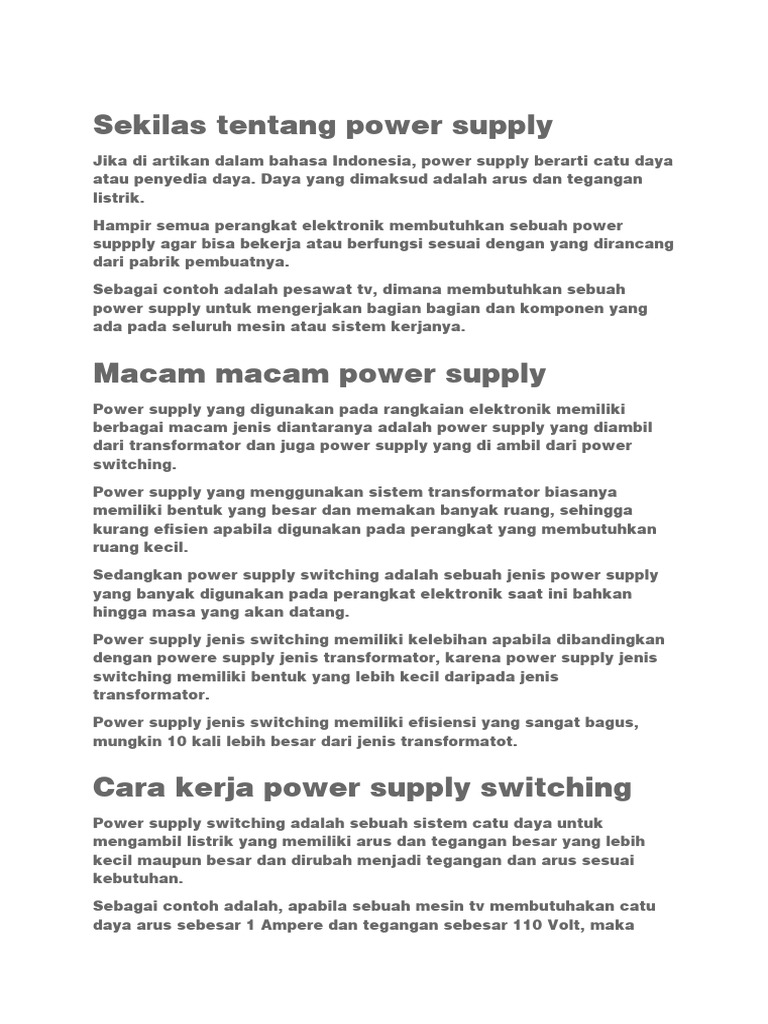 Sekilas Tentang Power Supply | PDF
