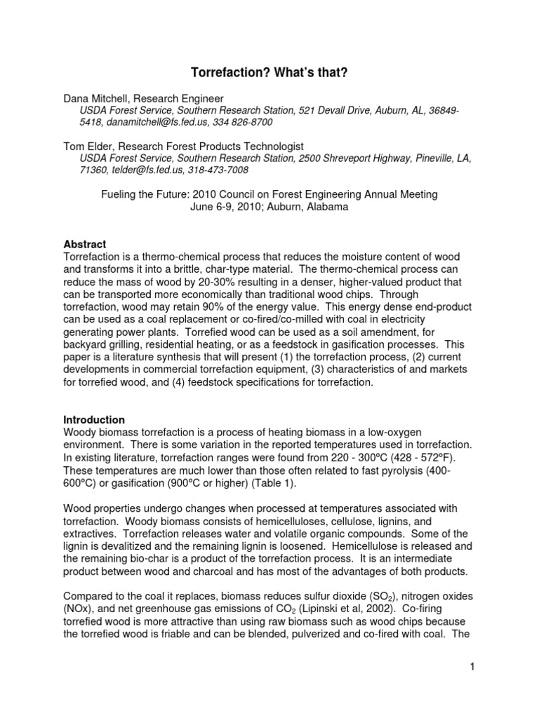 Torrefaction WhatsThat Jan2010 | PDF | Coal | Wood