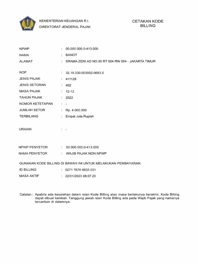 Cetak Biliing Banot | PDF