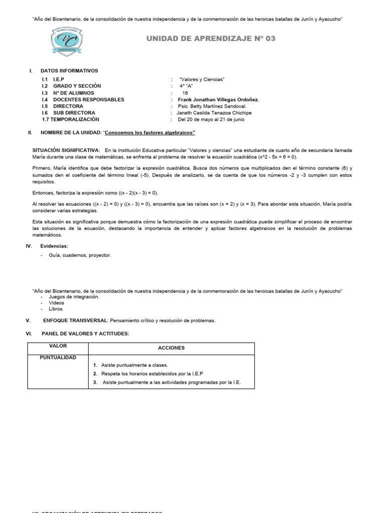 ÁLGEBRA 4 SEC - factorización | PDF | Ecuaciones | Factorización