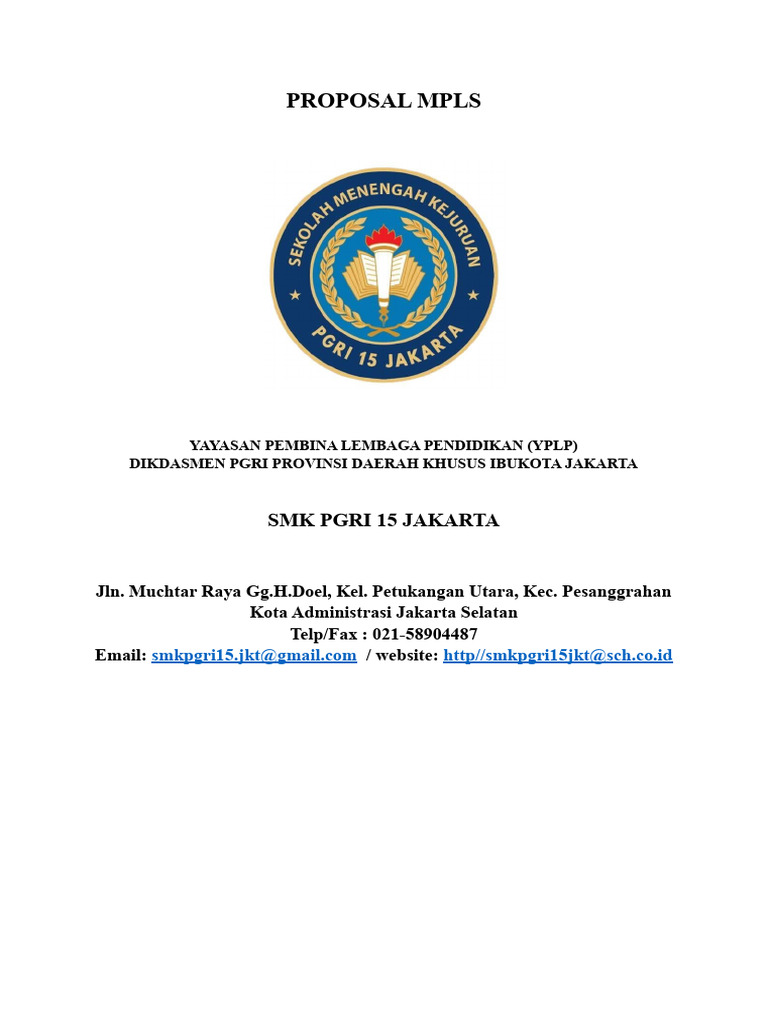 Proposal MPLS SMK PGRI 15 Jakarta | PDF | Karier & Perkembangan | Ilmu ...